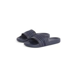 Tommy Hilfiger Pantolette »HILFIGER POOLSIDE WITH WEBBING«, Plateau, Sommermode, Bequemschuh, Flats mit Textilband dunkelblau 41 41 Sommerliche...