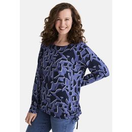 STOOKER WOMEN Langarmshirt »CARA Langarmshirt Rundhals« Langarmshirt Rundhals figurumspielend für Damen blue abstract aop 44/46 44/46 Shirt Langarm