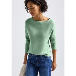 Street One Strickpullover mit U-Boot-Ausschnitt serene green mel. 34 34 Strukturpullover von Street One f&uuml;r Damen