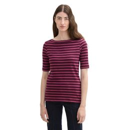 Tom Tailor T-Shirt lässige Streifenoptik black berry pink stripe XXL (44) XXL (44) Halbarmshirt von Tom Tailor