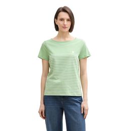 Tom Tailor T-Shirt mit Print und Streifen Muster true green XXXL(46) XXXL(46) T-Shirt von Tom Tailor