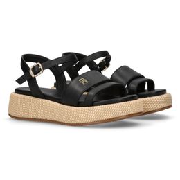 Tommy Hilfiger Keilsandalette, Sandalette, Plateausandale mit modischem Absatz schwarz 34 34 Sandale von Tommy Hilfiger mit dezentem Plateau