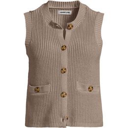 LANDS' END &Auml;rmellose Rippstrick-Weste, Damen,  Beige, Baumwolle, by Lands' End