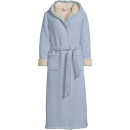LANDS' END Bademantel mit Fleecefutter, Damen,  Blau, Polyester/Viskose, by Lands' End