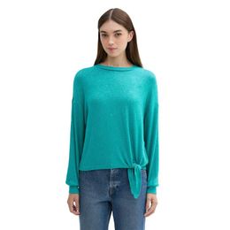 Tom Tailor Denim Langarmshirt mit seitlichem Knoten jade green melange XL (42) XL (42) Fleeceshirt für Damen von Tom Tailor Denim