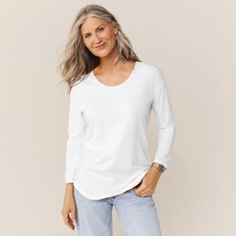 LANDS' END Flie&szlig;endes Shirt mit Ballettausschnitt, Damen,  Wei&szlig;, Elasthan/Baumwoll-Mischung, by Lands' End