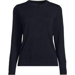LANDS' END Pullover mit Rundausschnitt Silk Touch, Damen,  Blau, Polyester/Viskose/Polyester-Mischung, by Lands' End