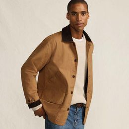 LANDS' END Barn-Jacke aus Canvas, Herren,  Beige, Elasthan/Baumwoll-Mischung, by Lands' End