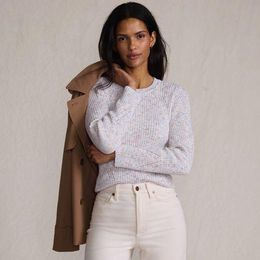 LANDS' END Rippstrick-Pullover aus Baumwollmix, Damen,  Orange, Polyacryl/Viskose/Baumwoll-Mischung, by Lands' End