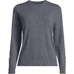 LANDS' END Pullover mit Rundausschnitt Silk Touch, Damen,  Grau, Polyester/Viskose/Polyester-Mischung, by Lands' End