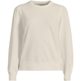 LANDS' END Kaschmirpullover mit Puff&auml;rmeln, Damen,  Wei&szlig;, Kaschmir, by Lands' End