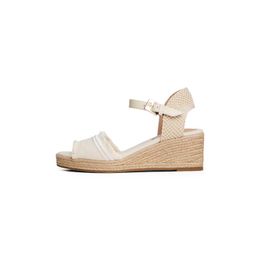 Tommy Hilfiger Keilsandalette »FRINGE CANVAS MEDIUM WEDGE«, Plateau, Sommerschuh, Riemchensandale mit Streifen beige 40 40 Sandalette mit...
