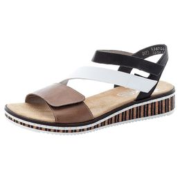 Rieker Riemchensandale, Sommerschuh, Sandalette, Keilabsatz, im modernen Look braun-weiß-schwarz 40 40 Mit praktischen Klettverschlüssen