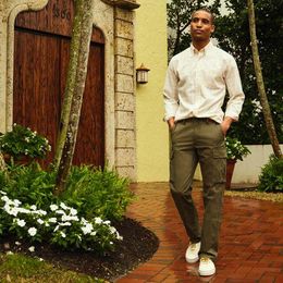 LANDS' END Classic Fit Cargohose mit Dehnbund, Herren,  Gr&uuml;n, Baumwolle, by Lands' End