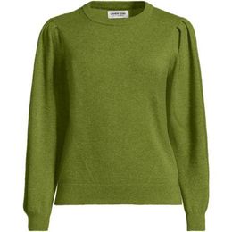 LANDS' END Kaschmirpullover mit Puff&auml;rmeln, Damen,  Gr&uuml;n, Kaschmir, by Lands' End