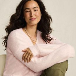 LANDS' END Zopfmuster-Cardigan aus Wimperngarn, Damen,  Pink, by Lands' End
