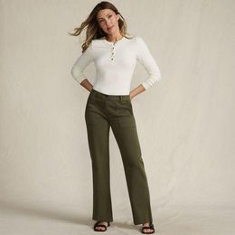 LANDS' END Lange Chino-Hose Mid Waist, Damen,  Gr&uuml;n, Baumwolle/Lyocell (Viskose)/Baumwoll-Mischung, by Lands' End