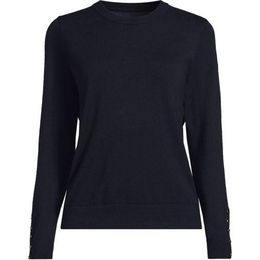 LANDS' END Pullover mit Rundausschnitt Silk Touch, Damen,  Blau, Polyester/Viskose/Polyester-Mischung, by Lands' End