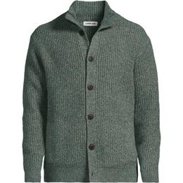 LANDS' END Cardigan mit Stehkragen, Herren,  Grün, by Lands' End