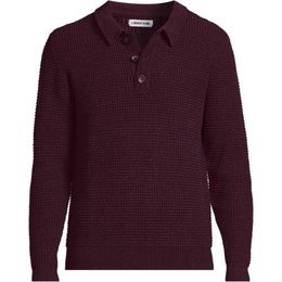LANDS' END Chenille-Pullover mit Polokragen, Herren,  Rot, Wolle/Polyester/Nylon, by Lands' End