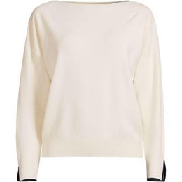LANDS' END Feinstrick-Pullover mit U-Boot-Ausschnitt, Damen,  Wei&szlig;, Polyester/Viskose/Polyester-Mischung, by Lands' End