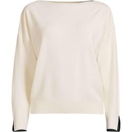 LANDS' END Feinstrick-Pullover mit U-Boot-Ausschnitt, Damen,  Wei&szlig;, Polyester/Viskose/Polyester-Mischung, by Lands' End