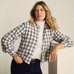 LANDS' END Verk&uuml;rzte Flanellbluse, Damen,  Wei&szlig;, Baumwolle, by Lands' End