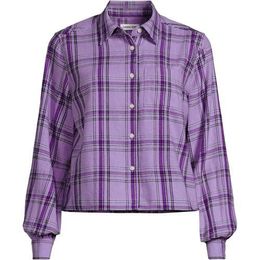 LANDS' END Verk&uuml;rzte Flanellbluse, Damen,  Lila, Baumwolle, by Lands' End