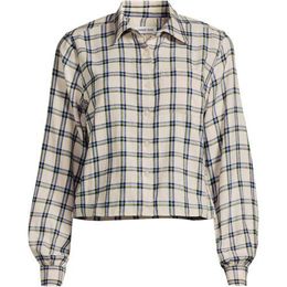 LANDS' END Verk&uuml;rzte Flanellbluse, Damen,  Wei&szlig;, Baumwolle, by Lands' End