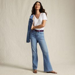 LANDS' END Soft Denim Schlagjeans High Waist, Damen,  Blau, Elasthan/Baumwoll-Mischung, by Lands' End