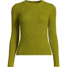 LANDS' END Rippstrick-Pullover aus Baumwollmix, Damen,  Gr&uuml;n, Polyacryl/Viskose/Baumwoll-Mischung, by Lands' End