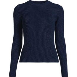 LANDS' END Rippstrick-Pullover aus Baumwollmix, Damen,  Blau, Polyacryl/Viskose/Baumwoll-Mischung, by Lands' End