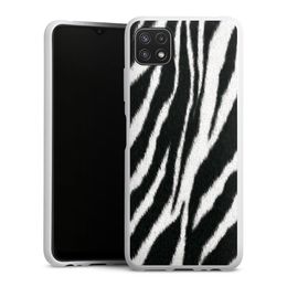 DeinDesign Galaxy A22 5G Handy Silikon Hülle Case weiß Handyhülle Muster Fur Zebra Silikon Case