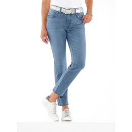 WITT Damen 5-Pocket-Jeans mit grafischem Muster, blue-bleached, Gr&ouml;&szlig;e 38
