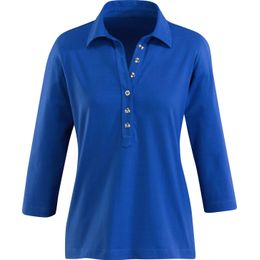 CR&Eacute;ATION L Damen Poloshirt mit langer Knopfleiste royalblau Gr&ouml;&szlig;e 38