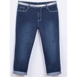 CR&Eacute;ATION L Damen Caprijeans inklusive G&uuml;rtel blue-stone-washed Gr&ouml;&szlig;e 44
