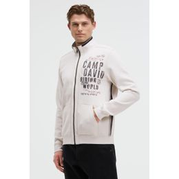 CAMP DAVID Herren Sweatjackeash, Gr. XXXL, bedruckt, bestickt, Material: 50% Baumwolle, 50% Polyester, Sweatjacken, mit Stehkragen