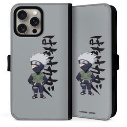 DeinDesign iPhone 16 Pro Handy Klapph&uuml;lle Handyh&uuml;lle aus Kunst Leder schwarz Flip Case Official Licensed Product Naruto Shippuden Kakashi Sideflip mit Lasche