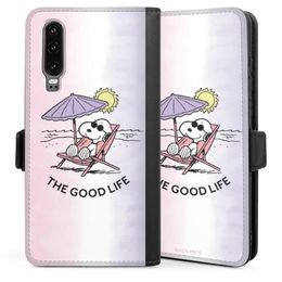 DeinDesign Huawei P30 Handy Klapph&uuml;lle Handyh&uuml;lle aus Kunst Leder schwarz Flip Case Snoopy Official Licensed Product Peanuts Sideflip mit langer Lasche