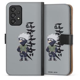 DeinDesign Galaxy A33 5G Handy Klapph&uuml;lle Handyh&uuml;lle aus Kunst Leder schwarz Flip Case Official Licensed Product Naruto Shippuden Kakashi Sideflip mit langer 