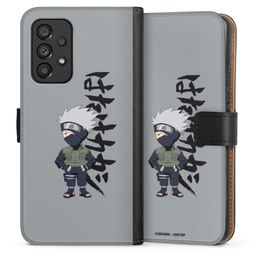 DeinDesign Galaxy A53 5G Handy Klapph&uuml;lle Handyh&uuml;lle aus Kunst Leder schwarz Flip Case Official Licensed Product Naruto Shippuden Kakashi Sideflip mit langer 