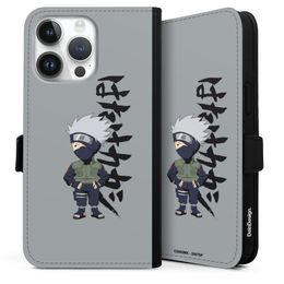 DeinDesign iPhone 14 Pro Max Handy Klapph&uuml;lle Handyh&uuml;lle aus Kunst Leder schwarz Flip Case Official Licensed Product Naruto Shippuden Kakashi Sideflip mit Lasche