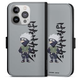 DeinDesign iPhone 14 Pro Handy Klapph&uuml;lle Handyh&uuml;lle aus Kunst Leder schwarz Flip Case Official Licensed Product Naruto Shippuden Kakashi Sideflip mit langer 