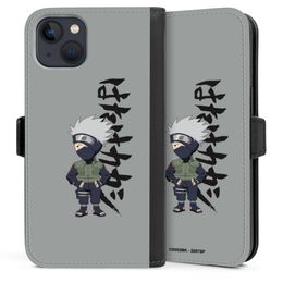 DeinDesign iPhone 13 Handy Klapph&uuml;lle Handyh&uuml;lle aus Kunst Leder schwarz Flip Case Official Licensed Product Naruto Shippuden Kakashi Sideflip mit Lasche