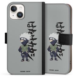 DeinDesign iPhone 14 Handy Klapph&uuml;lle Handyh&uuml;lle aus Kunst Leder schwarz Flip Case Official Licensed Product Naruto Shippuden Kakashi Sideflip mit Lasche