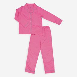 2-teiliges neonpinkes Pyjama-Set aus Satin