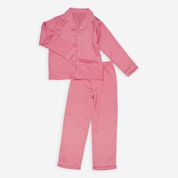 2-teiliges rosafarbenes Pyjama-Set aus Satin