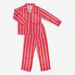 2-teiliges rosa-rotes Pyjama-Set aus Satin