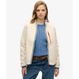 Superdry Damen Creme Outdoor Fleecejacke mit Durchgehendem Rei&szlig;verschluss, Gr&ouml;&szlig;e: 40 210262350070339E019