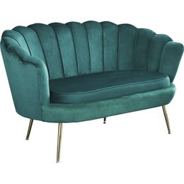 2-Sitzer Salesfever "Clam Komfort-Duo-Sitz", gr&uuml;n, B:136cm H:78cm T:76cm, Samtvelours (100% Polyester), Sofas, Muscheldesign-Breite 136 cm: Pure Extravaganz
